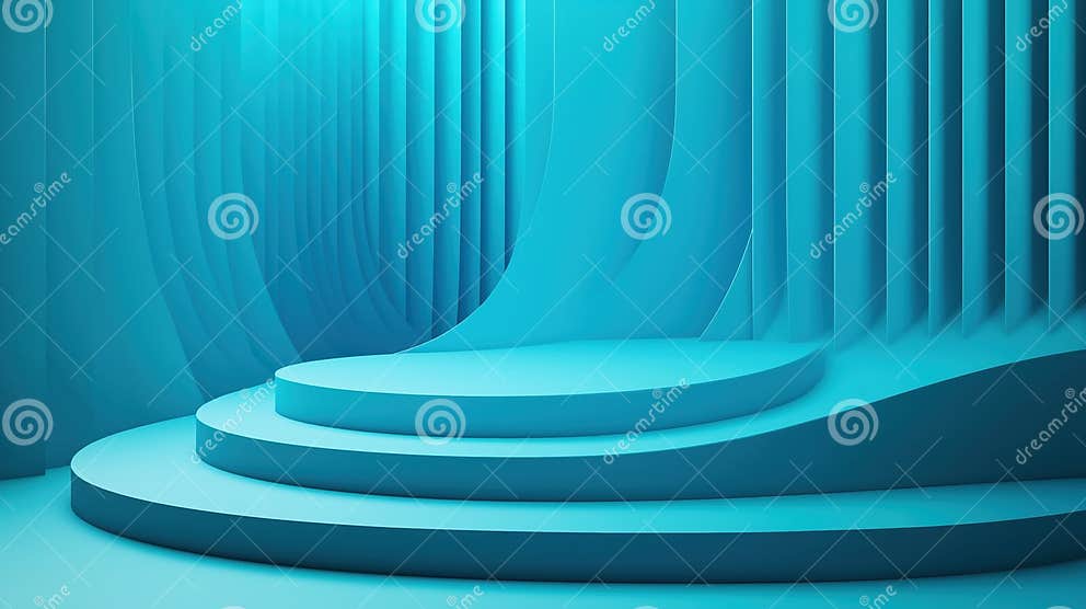 Elegant Blue Stage Design with Curves Stock Illustration - Illustration ...