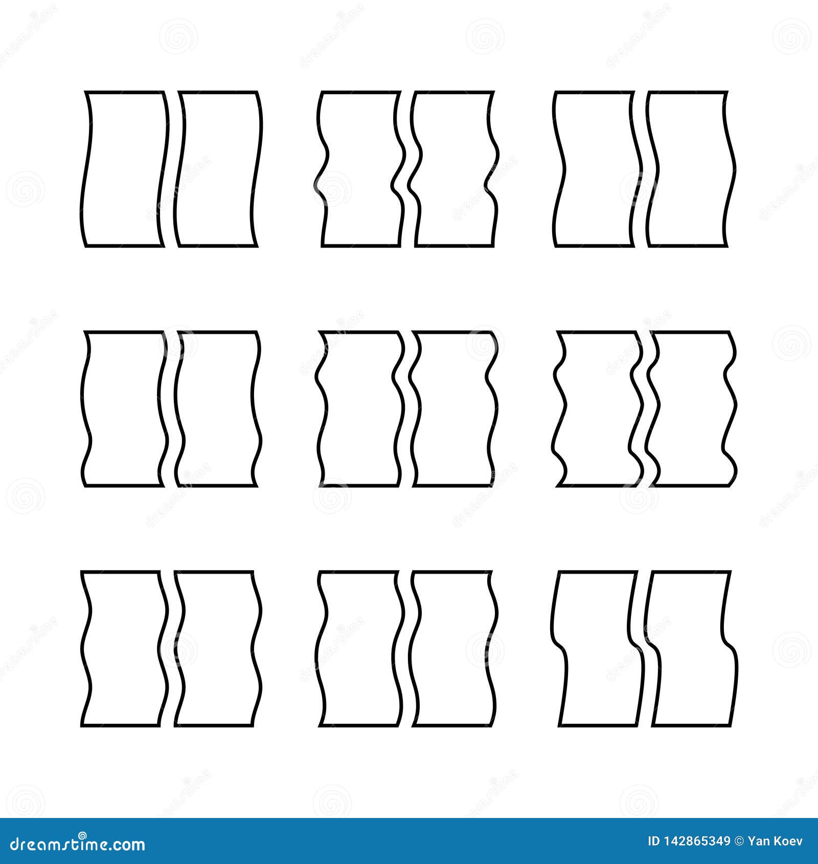 Curved Border Combine Elements Set. Shapes With Different Crooked Path ...