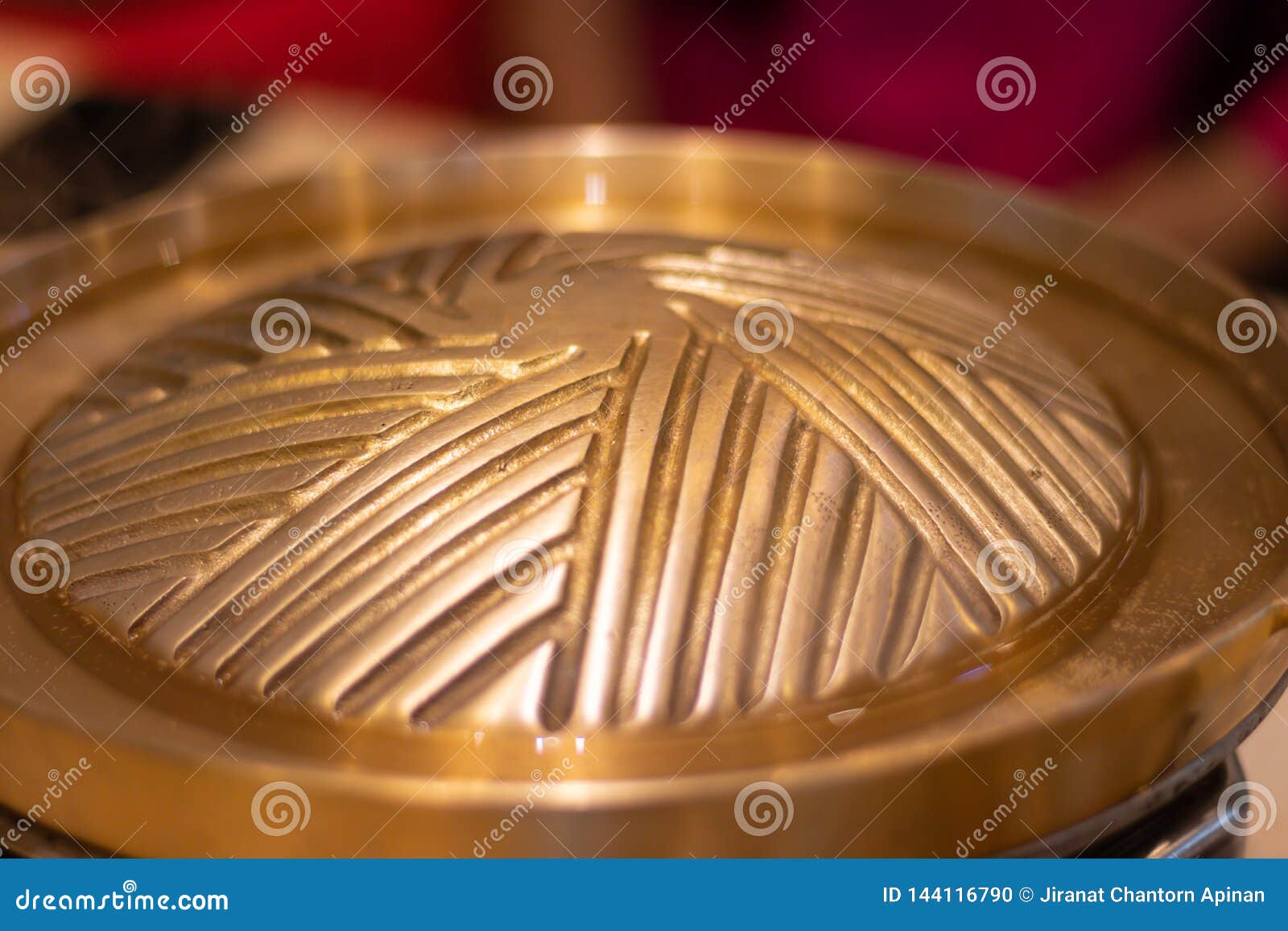 Curved Brass Pan with Groove Stock Photo - Image of lunch, groove ...