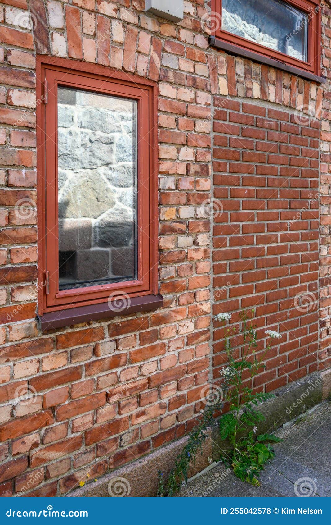 Curved Brick Wall with Doorways and Windows As a Patterned Background ...