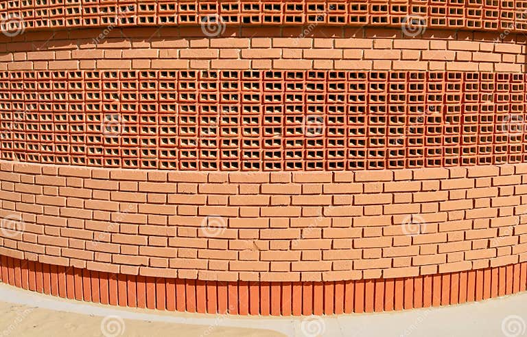 Curved Brick Wall with Rows of Bricks Arranged in Different Pattern ...