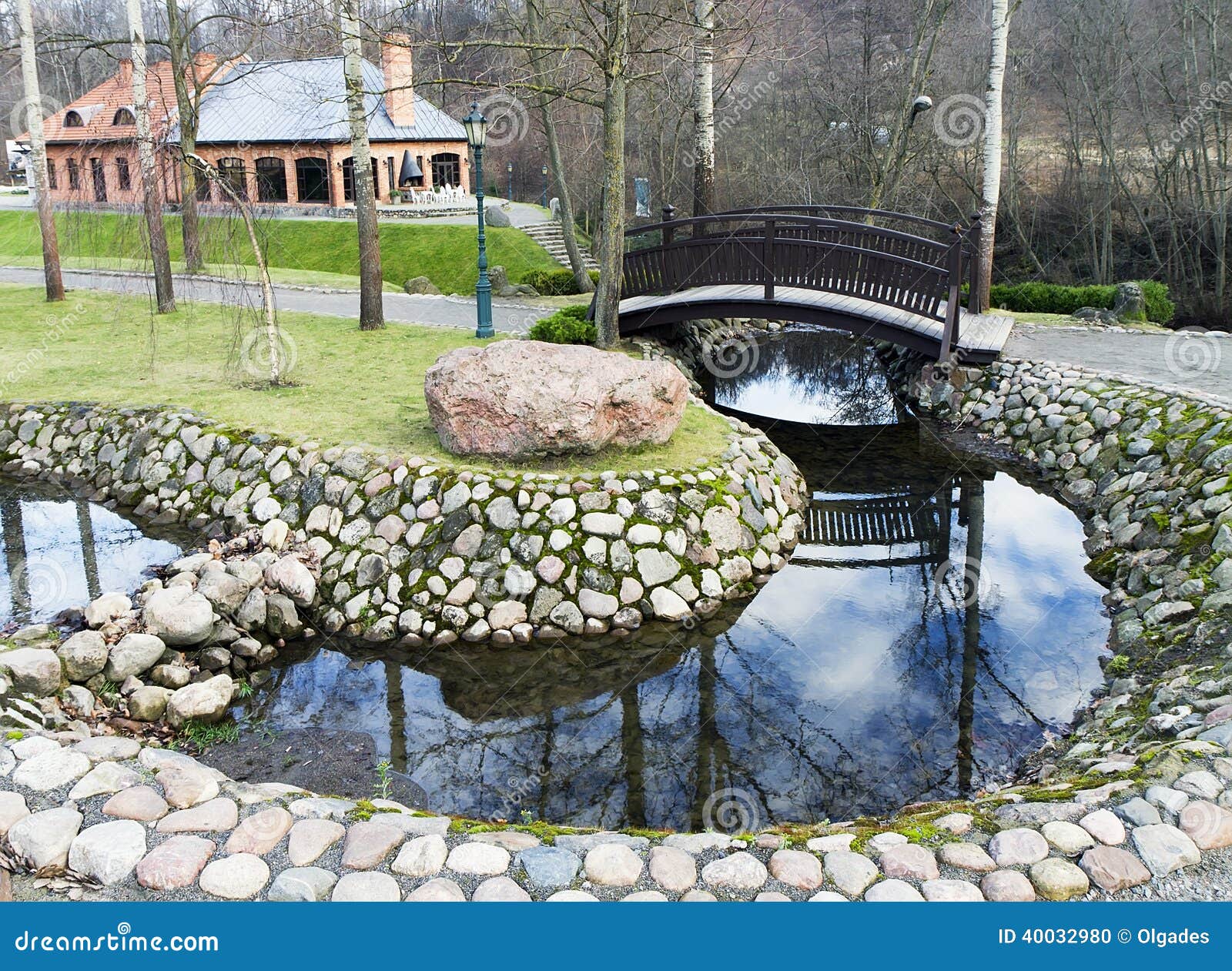 The Curved Bridge Via the Channel Stock Photo - Image of tale, wooden ...