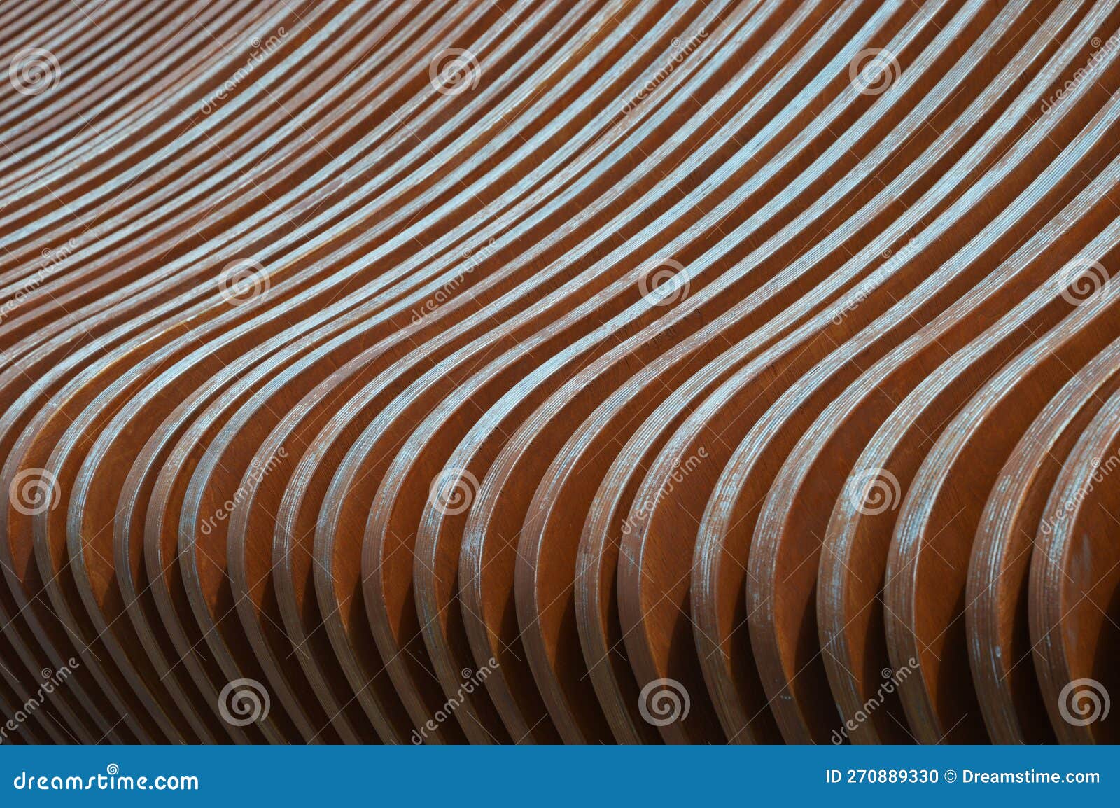 Curved Brown Wooden Slats. Bench Element. Abstract Background Stock ...