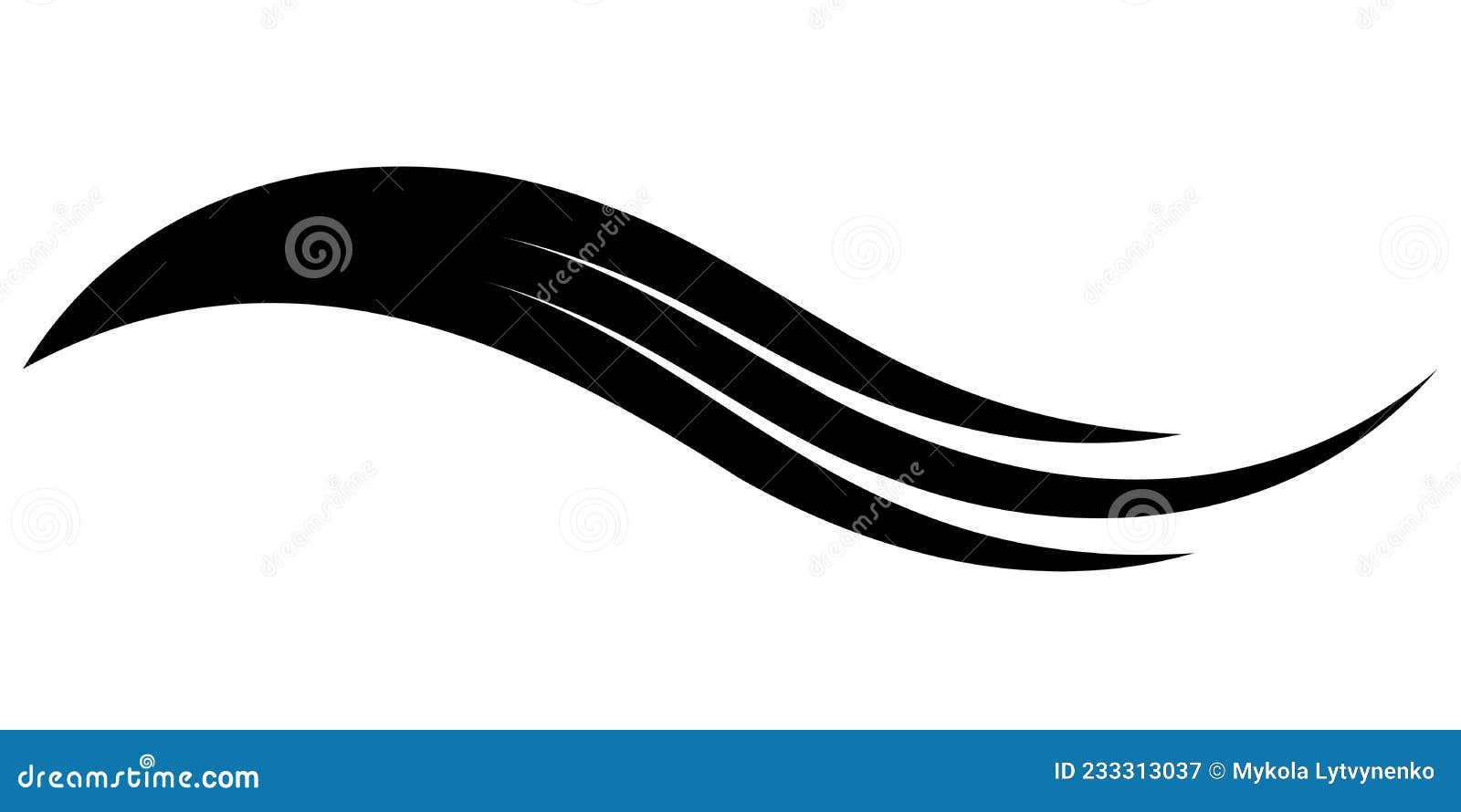 Curved Calligraphic Line Strip, Vector, Ribbon Like Road Element Of ...