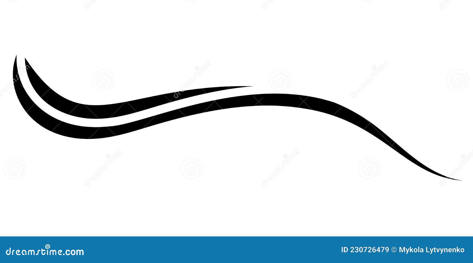 Set Curved Calligraphy Line Stripe, Vector, Ribbon As A Road Element ...