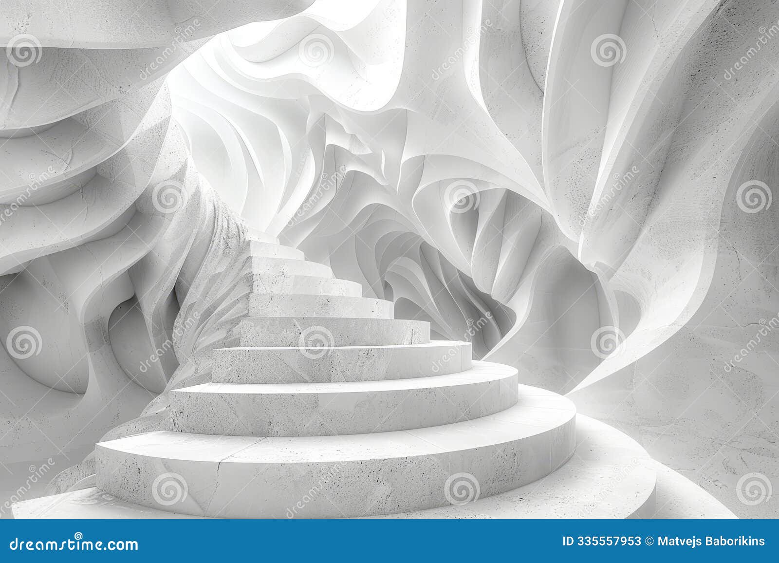 Curved Columns and Abstract Geometry a White Background with Textured ...
