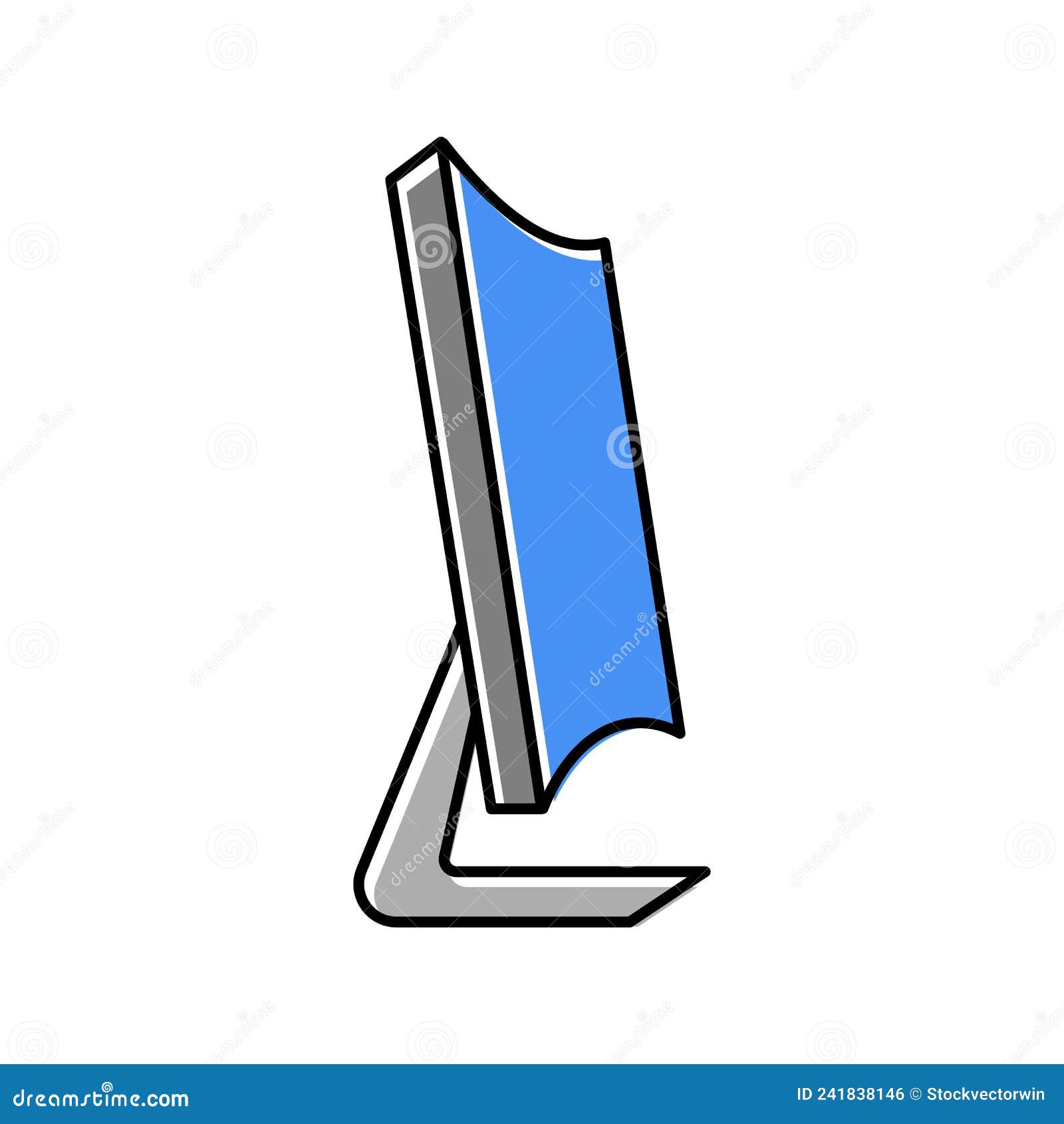 Curved Computer Screen Color Icon Vector Illustration Stock Vector ...