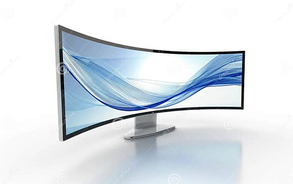 Curved Computer Screen Isolated on White Background, Stock Image ...