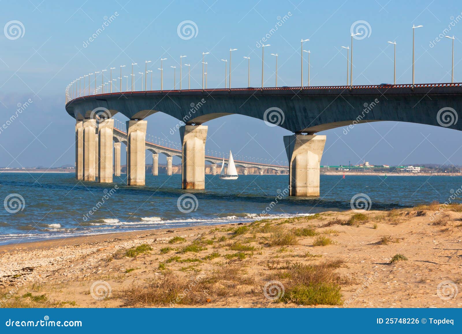 Curved Concrete Bridge Over the Water Stock Photo - Image of blue ...
