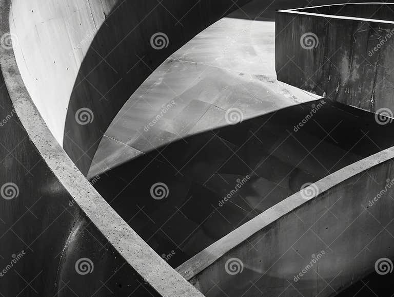 Curved Concrete Structure with a Shadow Cast on it Stock Photo - Image ...