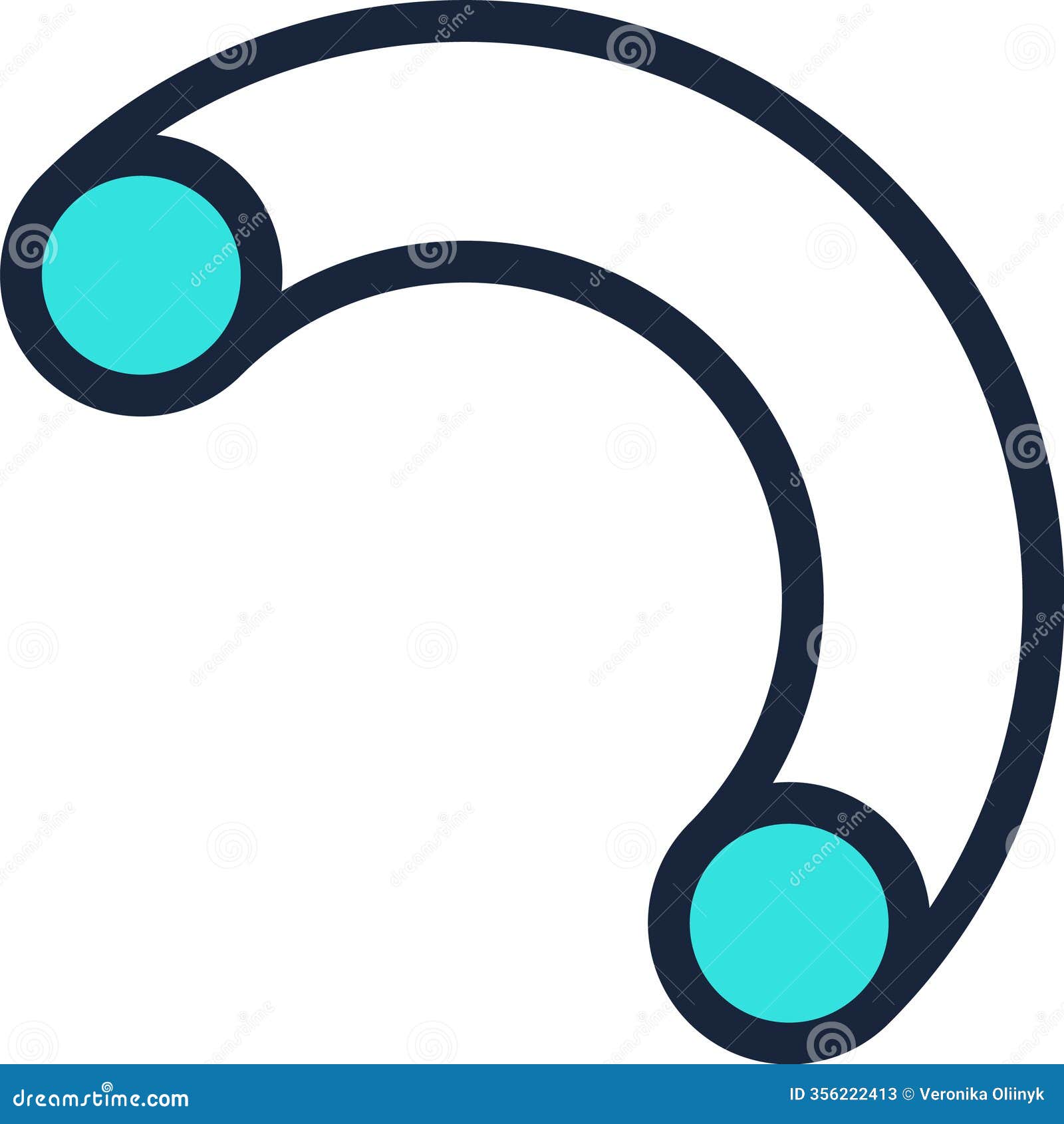 Curved Connection Linking Two Cyan Circles with a Dark Stroke ...