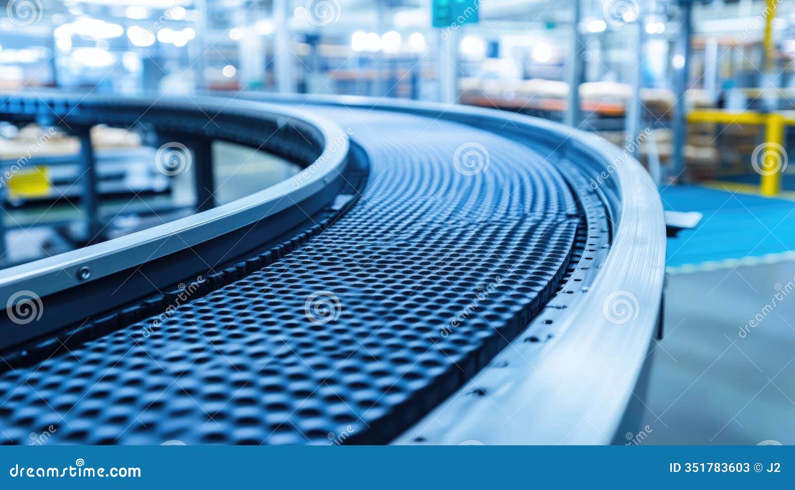 Curved Conveyor Belt in Modern Industrial Warehouse Setting Stock Image ...