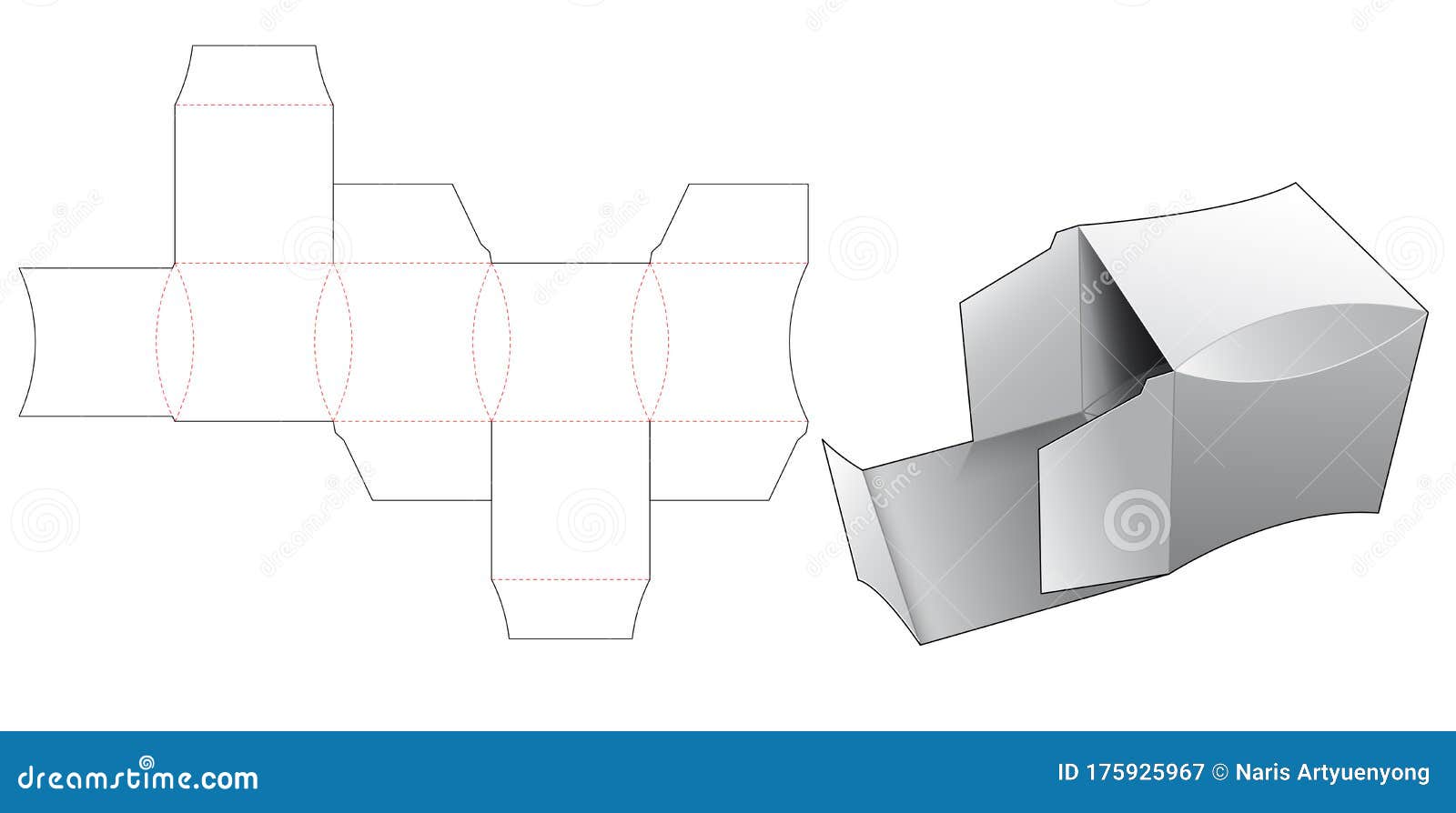 Curved Corner Box Die Cut Template Stock Vector - Illustration of ...