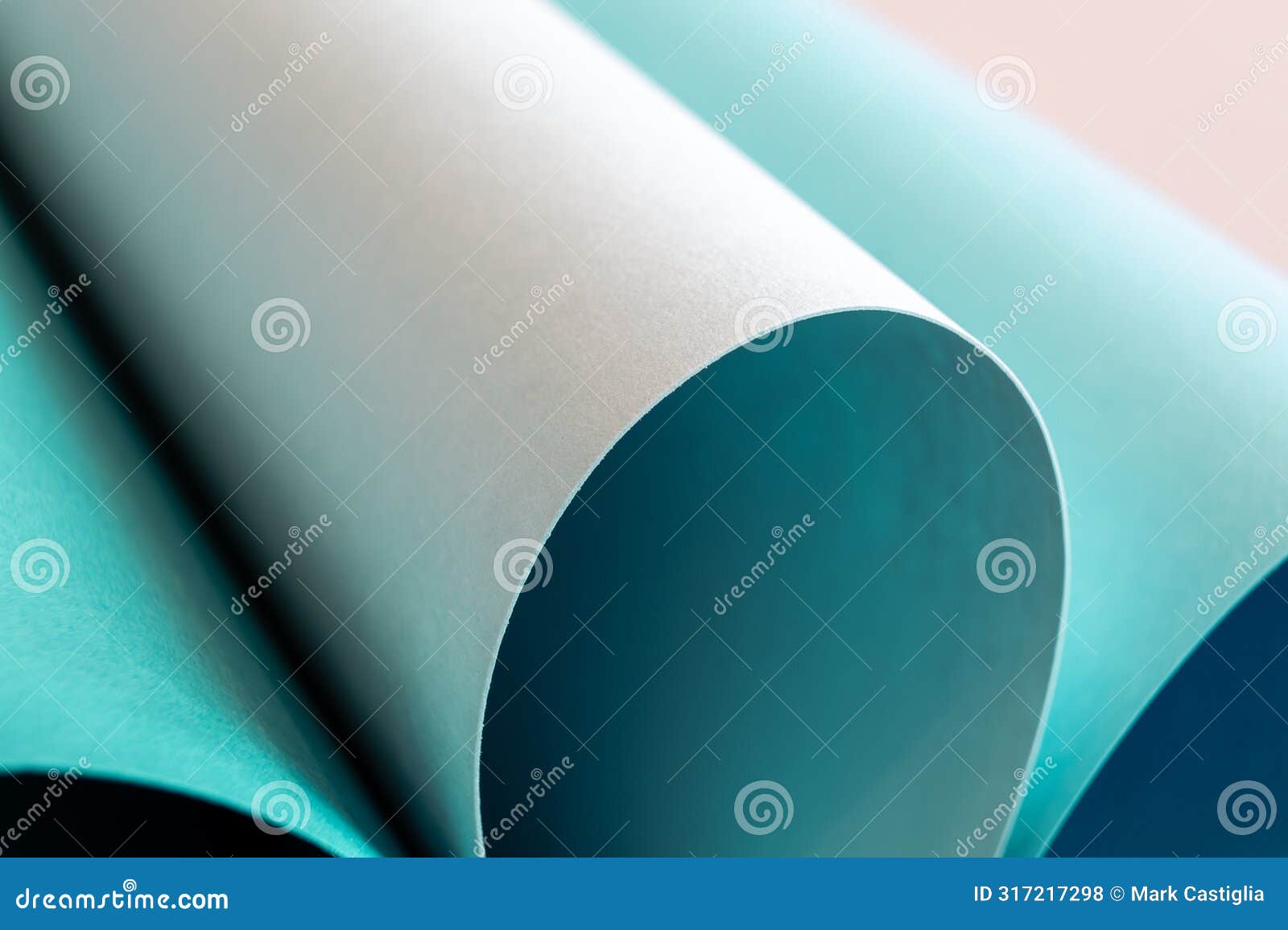 Curved Cylinders of Teal and White Paper Stock Photo - Image of minimal ...