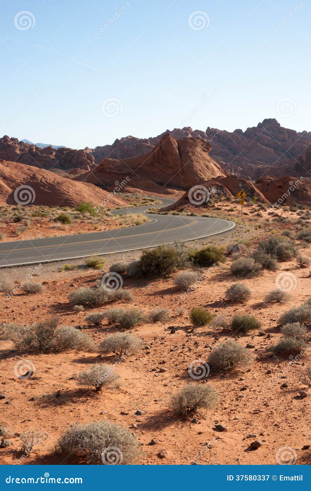 Curved Desert Road stock image. Image of weathered, flora - 37580337