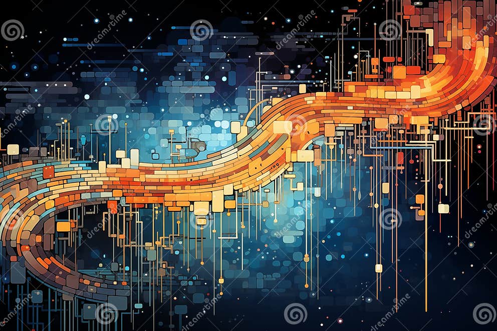 Curved Digital Harmony stock illustration. Illustration of trajectory ...