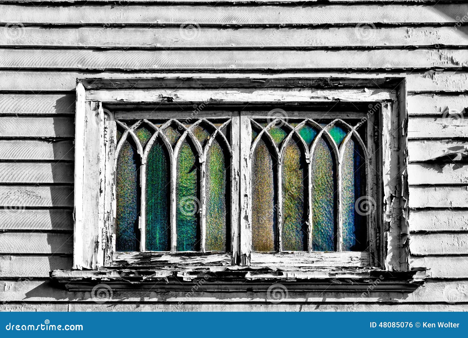 Curved Distressed Window stock photo. Image of boards - 48085076