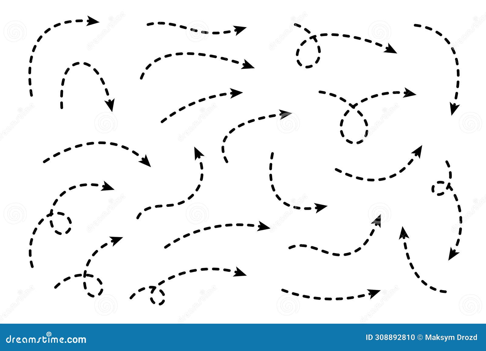 Curved Dotted Arrow. Zigzag Arrow Stripes Design with Dotted Lines ...