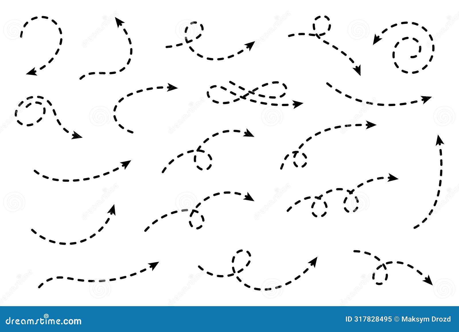 Dotted Arrow To Bypass. Sketch. Direction To Detour Around The Square ...