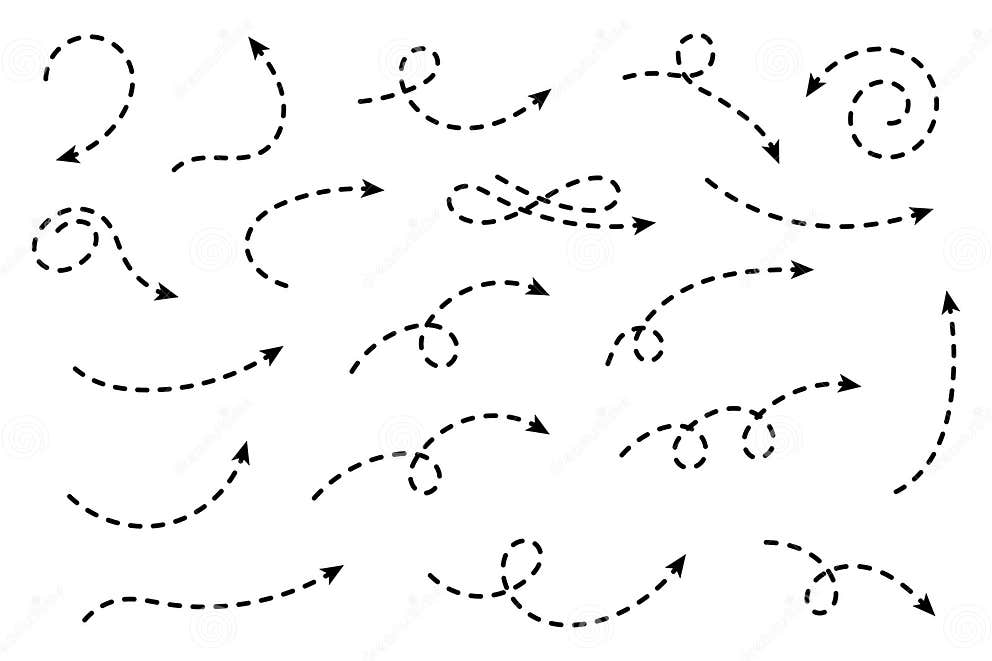 Curved Dotted Arrow. Zigzag Arrow Stripes Design with Dotted Lines ...