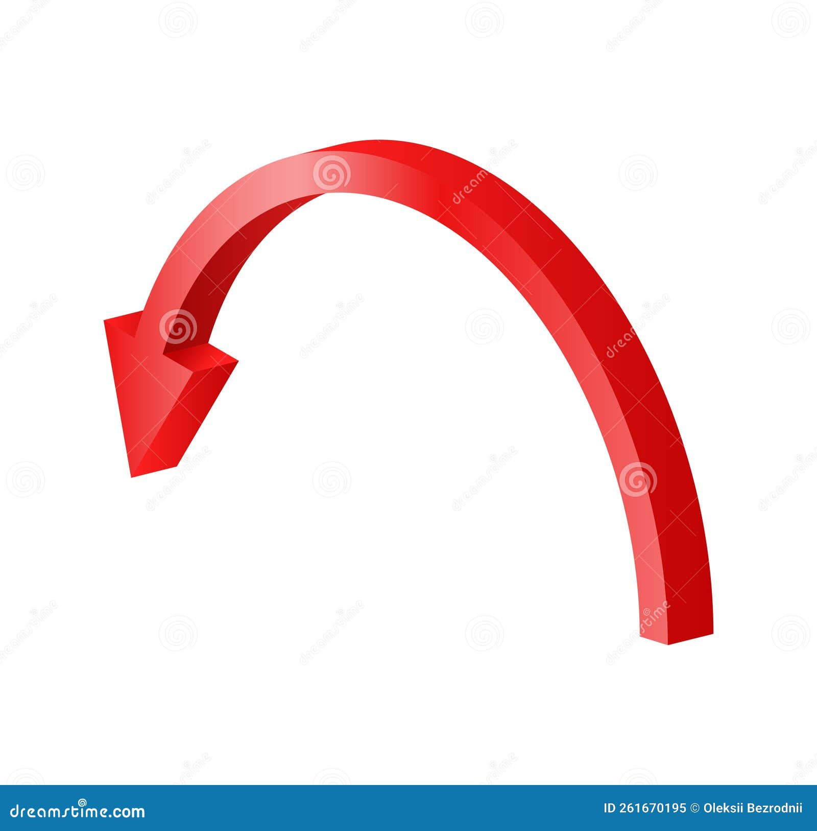 Curved Down Red Arrow. Diagram Pointer and Business Cursor Stock Vector ...