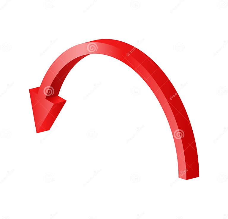 Curved Down Red Arrow. Diagram Pointer and Business Cursor Stock Vector - Illustration of arrows ...
