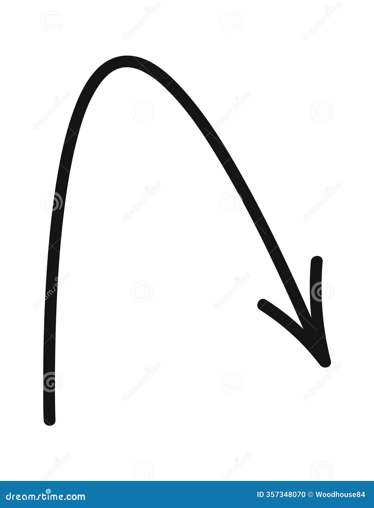 Curved Downward Arrow Doodle Drawing Vector Illustration ...