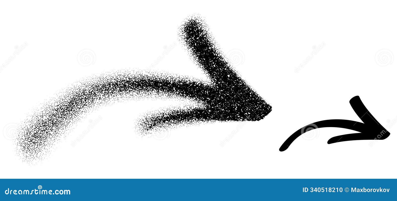 Curved Downward Dotted To Solid Arrow Vector Illustration Stock ...