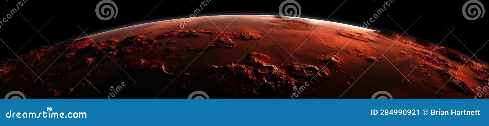 Curved Edge of Mars on a Black Background, Extra Wide Format ...