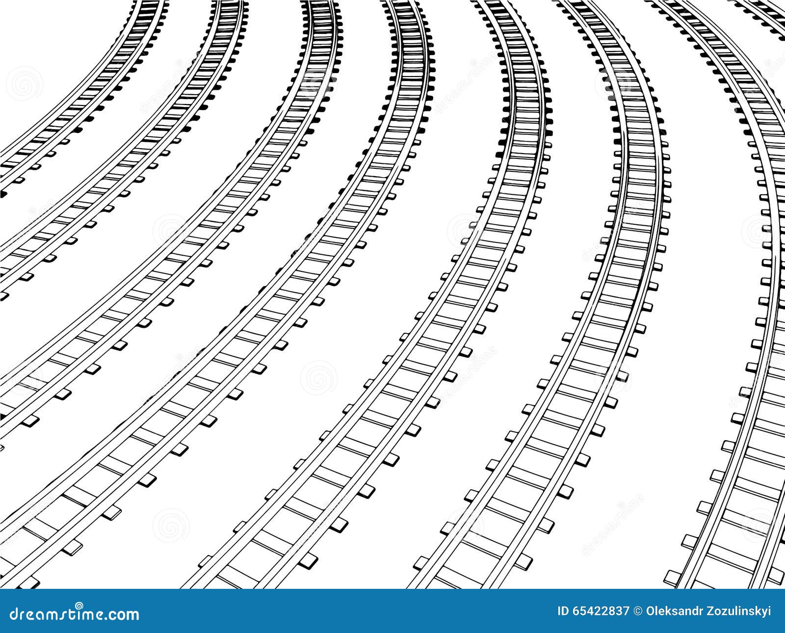 Curved Endless Train Track. Vector Stock Vector - Illustration of ...