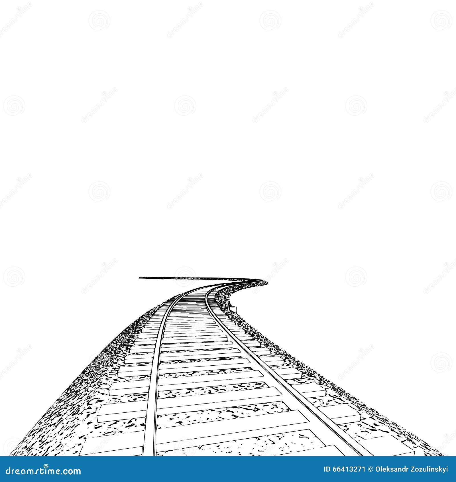 Curved endless Train track stock vector. Illustration of perspective ...