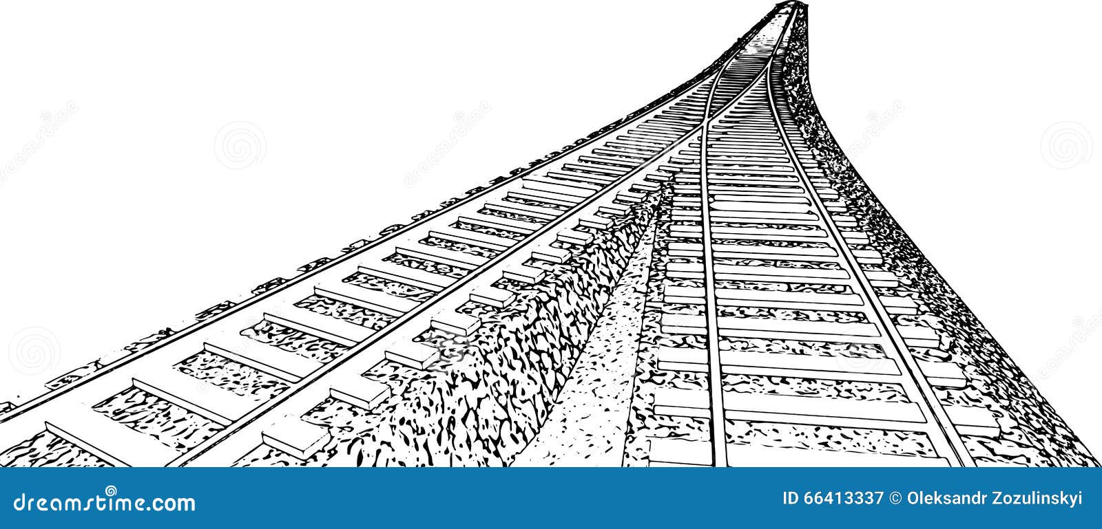 Curved endless Train track stock vector. Illustration of direction ...