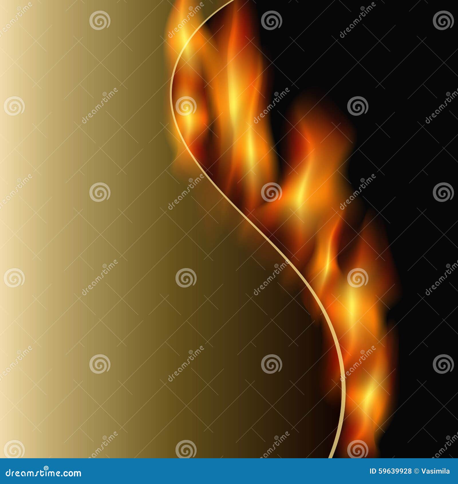 Curved fire stock vector. Illustration of bonfire, dark - 59639928
