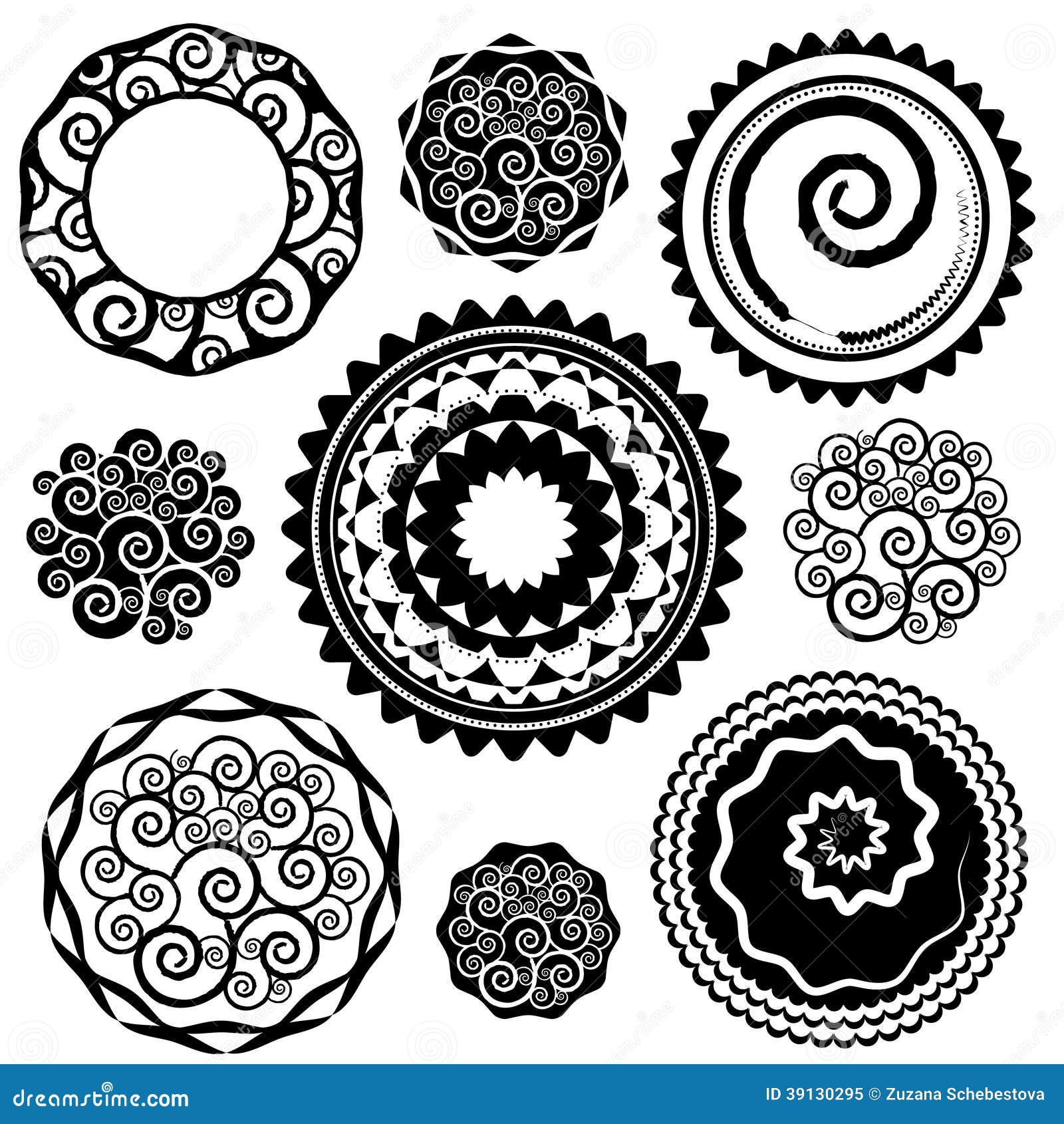 Curved Floral Decorative Textured Design Stock Illustration ...