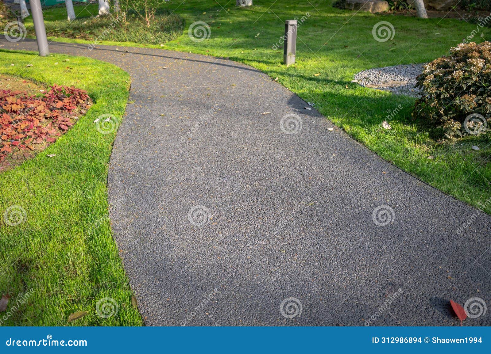 Curved garden path in park stock photo. Image of direction - 312986894