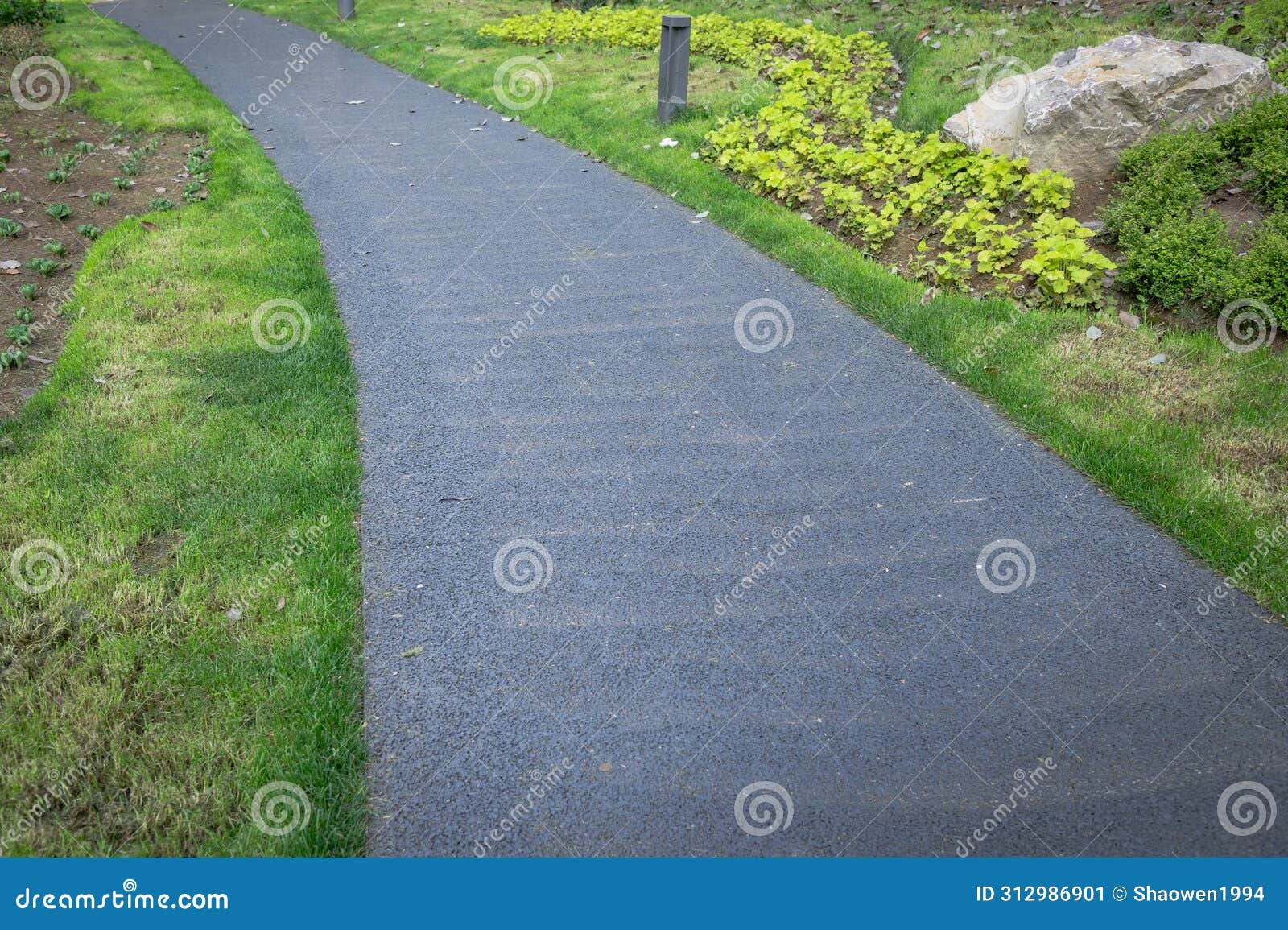 Curved garden path in park stock image. Image of green - 312986901