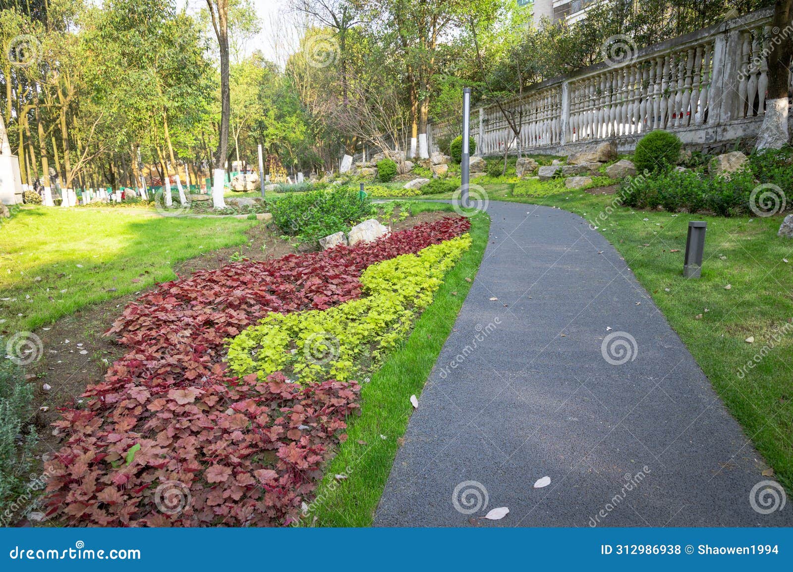 Curved garden path in park stock photo. Image of botanical - 312986938