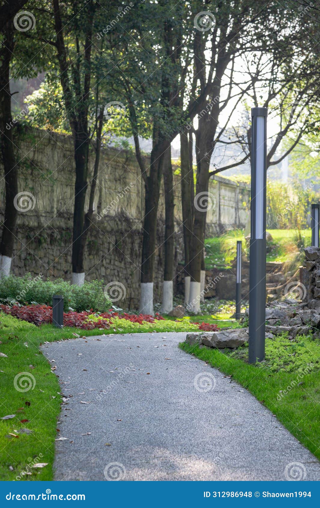 Curved garden path in park stock photo. Image of bush - 312986948