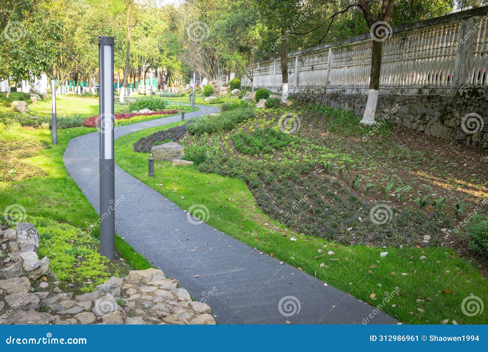 Curved garden path in park stock image. Image of boulevard - 312986961