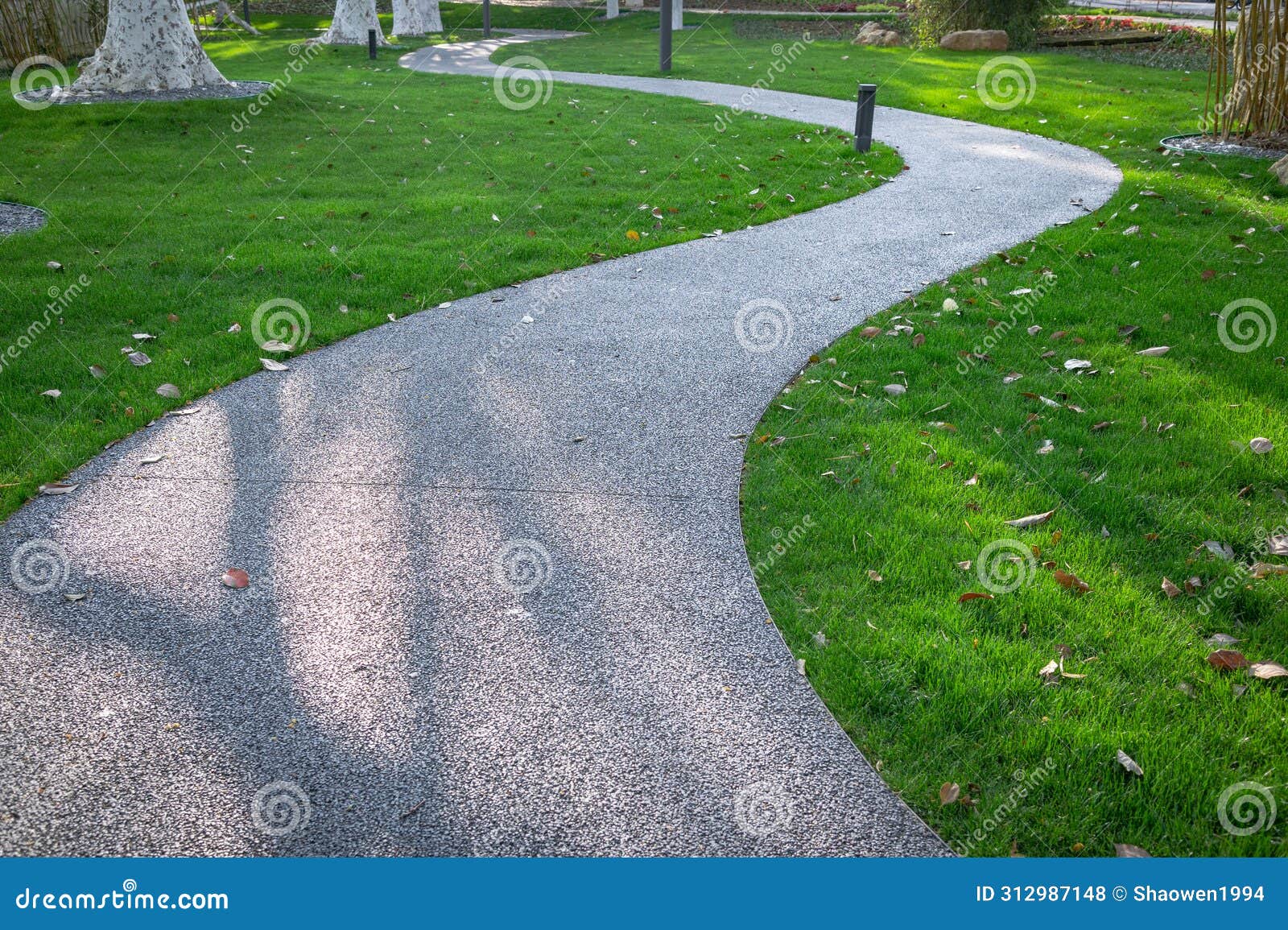 Curved garden path in park stock photo. Image of bush - 312987148