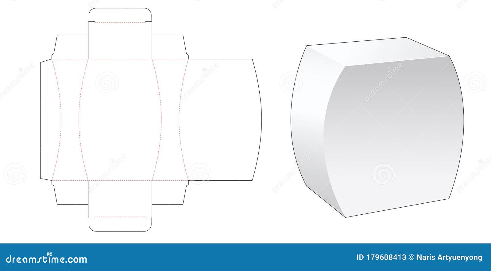 Curved Gift Box Die Cut Template Cartoon Vector | CartoonDealer.com ...