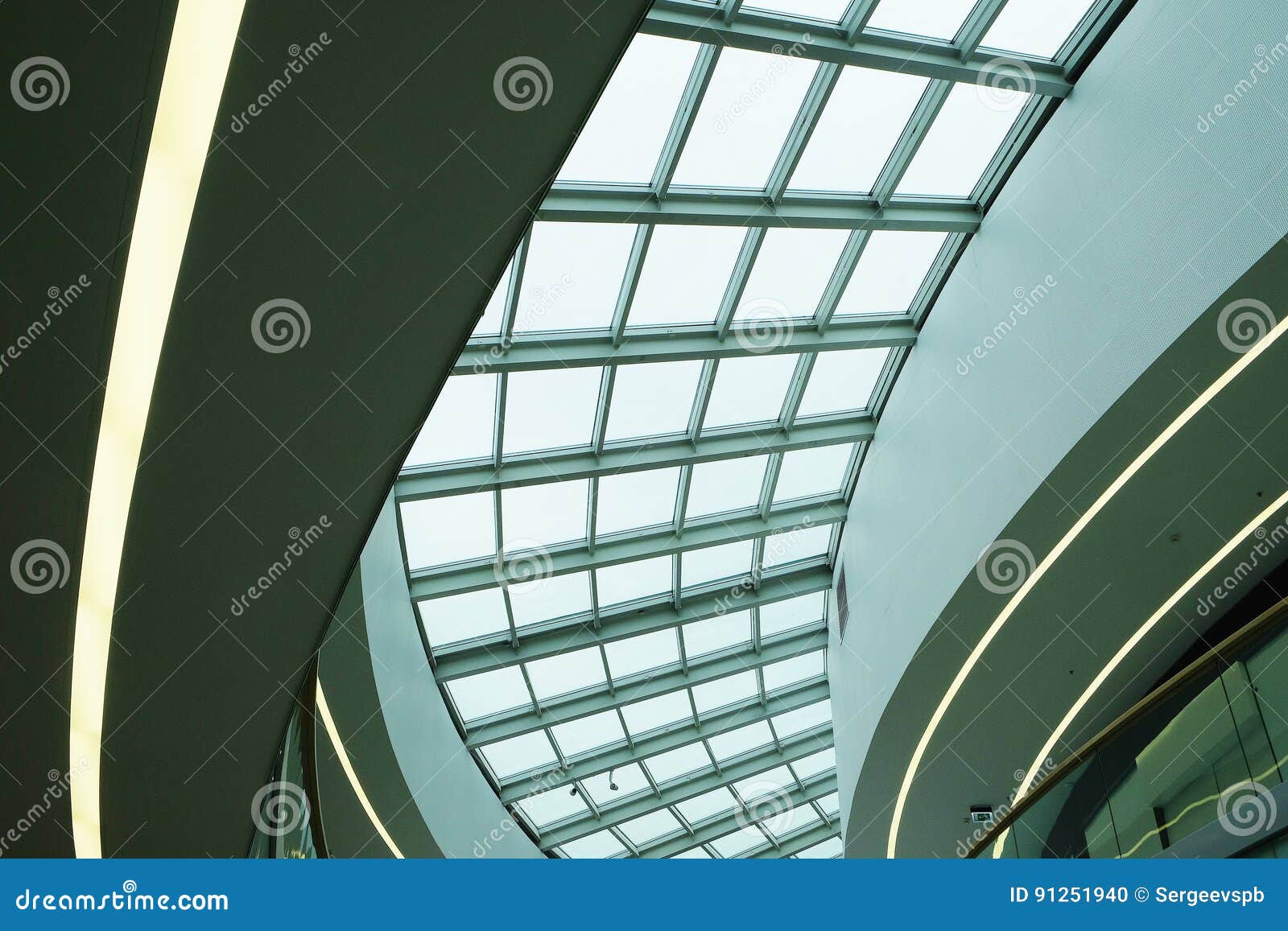 Curved glass ceiling stock photo. Image of architecture - 91251940