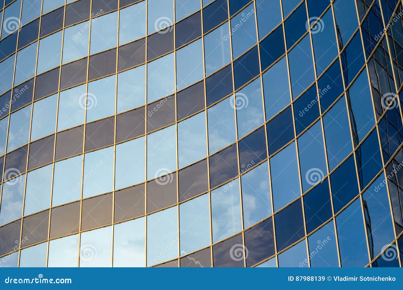 Curved Glass Facade of Modern Building Stock Image - Image of financial ...