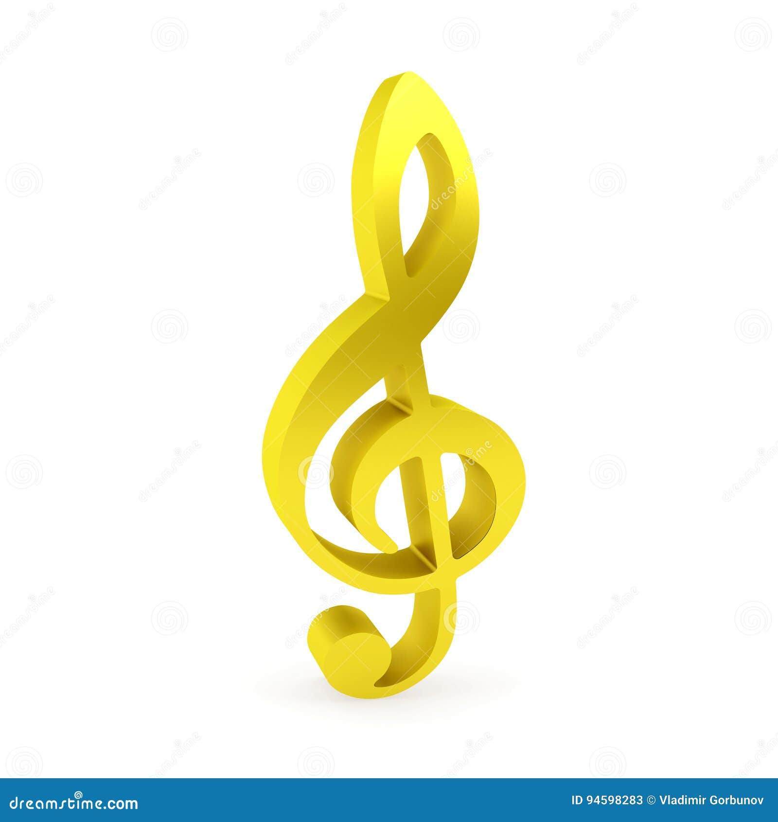 Golden Treble Clef In Shape Of Plant Stem With Little Leaves Isolated ...