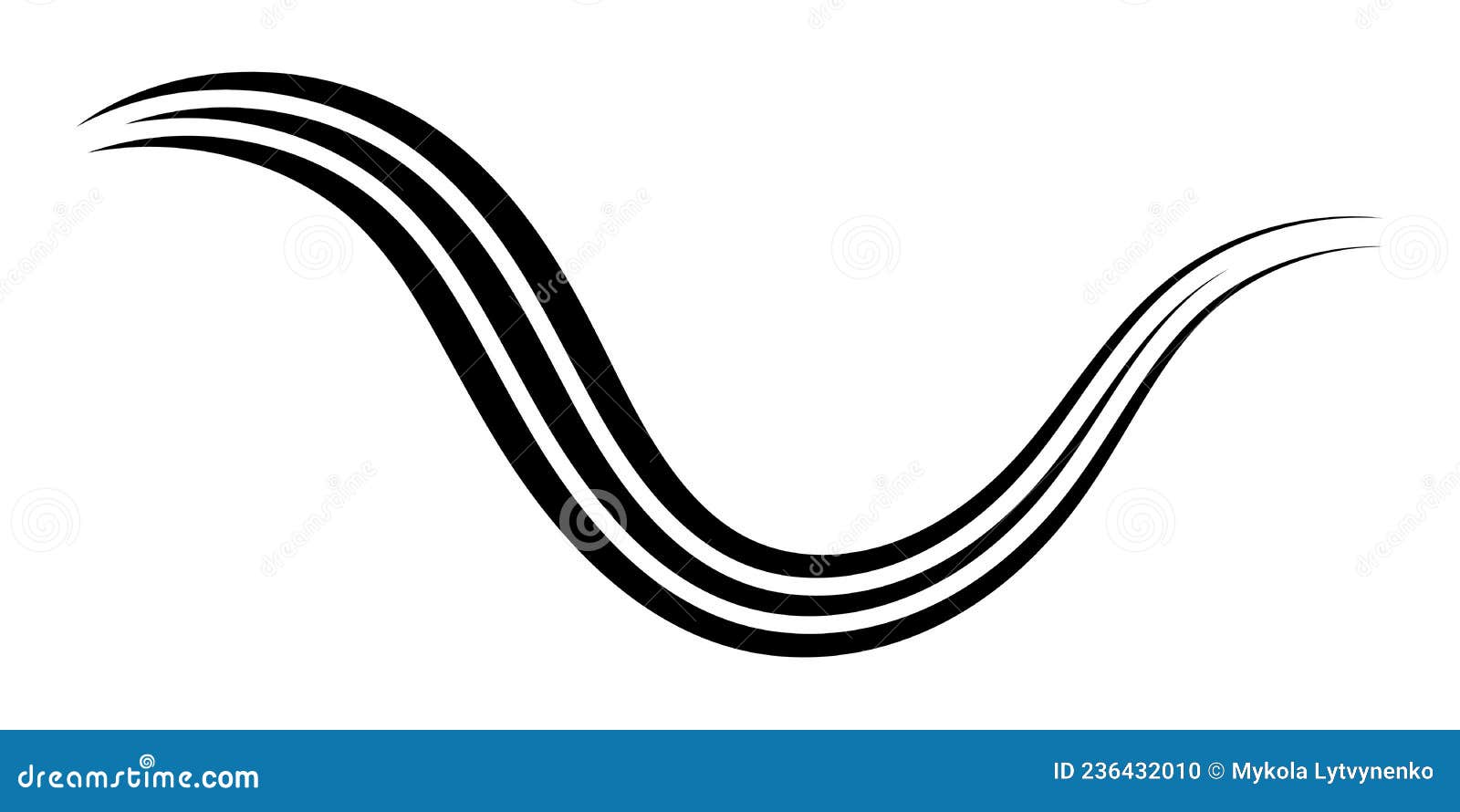 Curved Graceful Triple Line, Vector, Ribbon As an Elegant Calligraphy ...