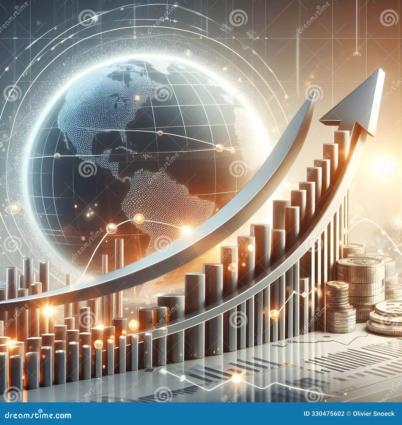 Curved Graph with Arrow Moving Up Stock Illustration - Illustration of ...