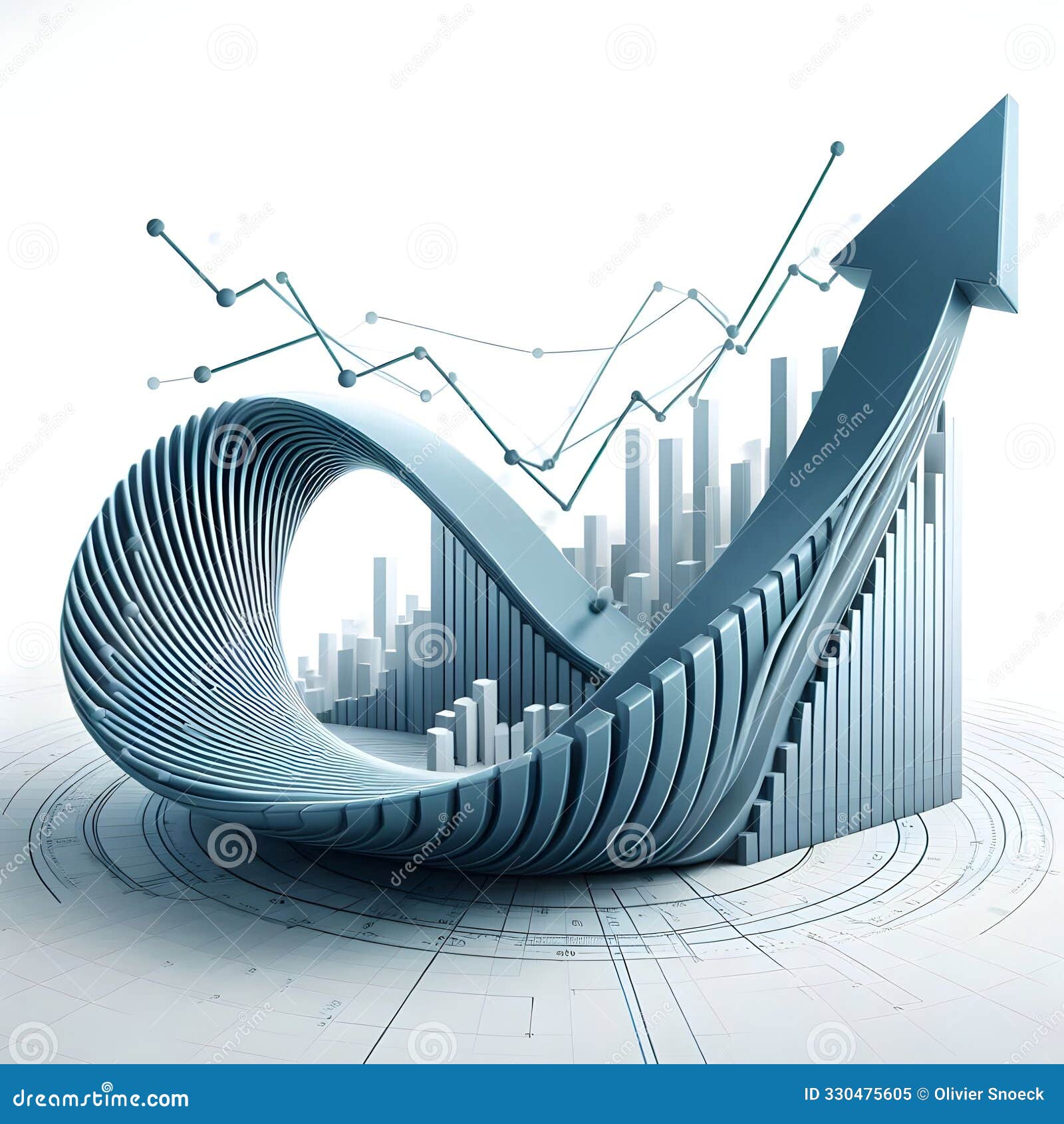 Curved Graph with Arrow Moving Up Stock Illustration - Illustration of ...