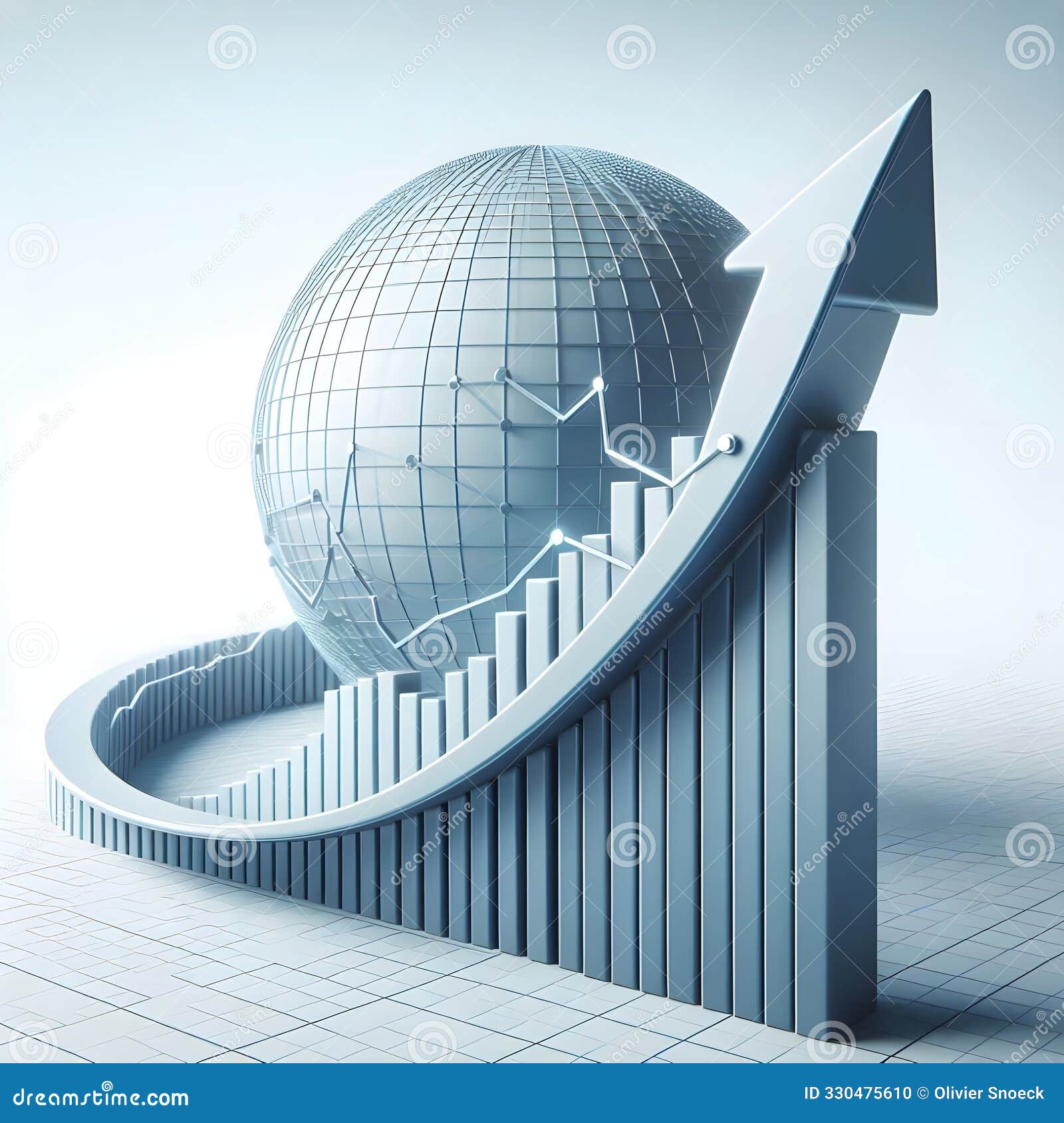 Curved Graph with Arrow Moving Up Stock Illustration - Illustration of ...