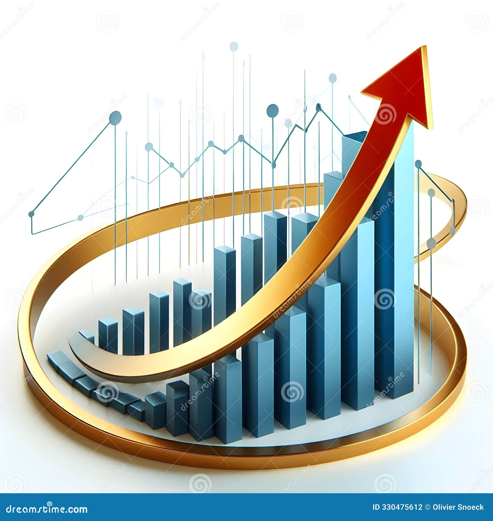 Curved Graph with Arrow Moving Up Stock Illustration - Illustration of ...