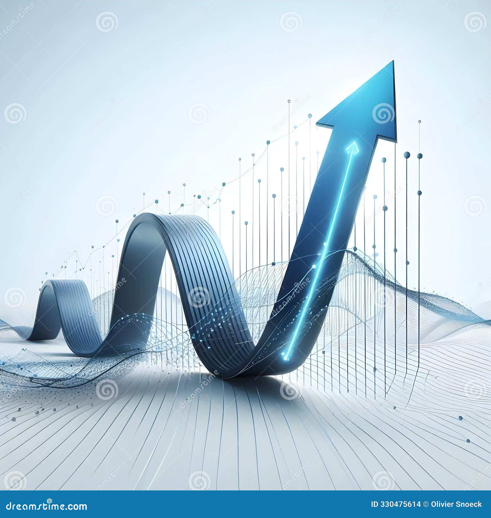 Curved Graph with Arrow Moving Up Stock Illustration - Illustration of ...
